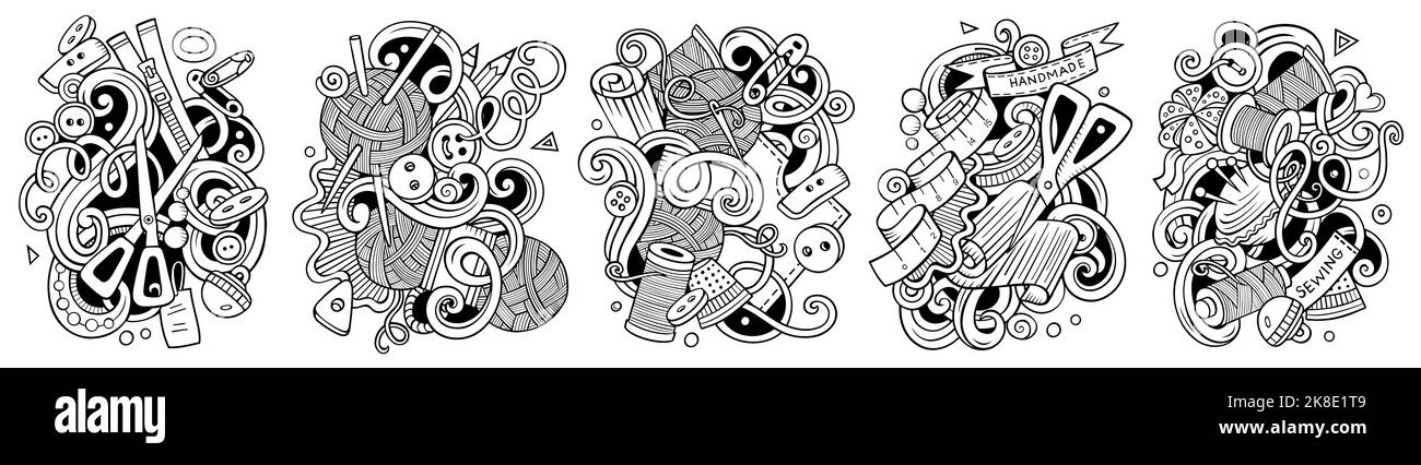 Handmade cartoon vector doodle designs set Stock Vector Image & Art - Alamy
