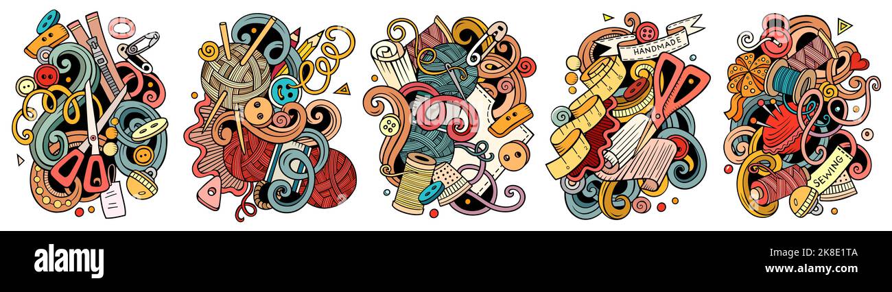 Handmade cartoon vector doodle designs set Stock Vector Image & Art - Alamy