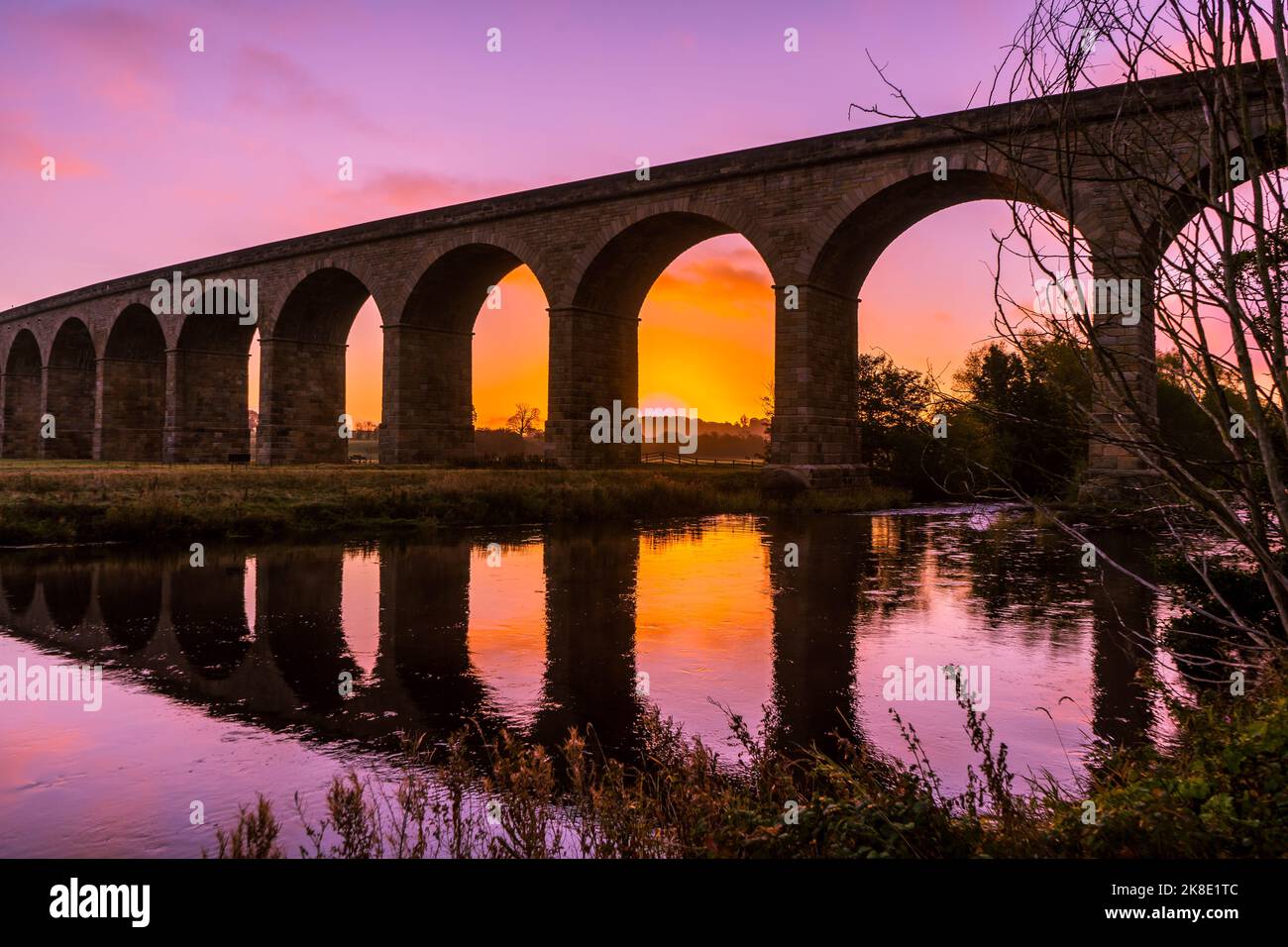 Arthington Viaduct over the River Wharfe at sunrise Stock Photo - Alamy