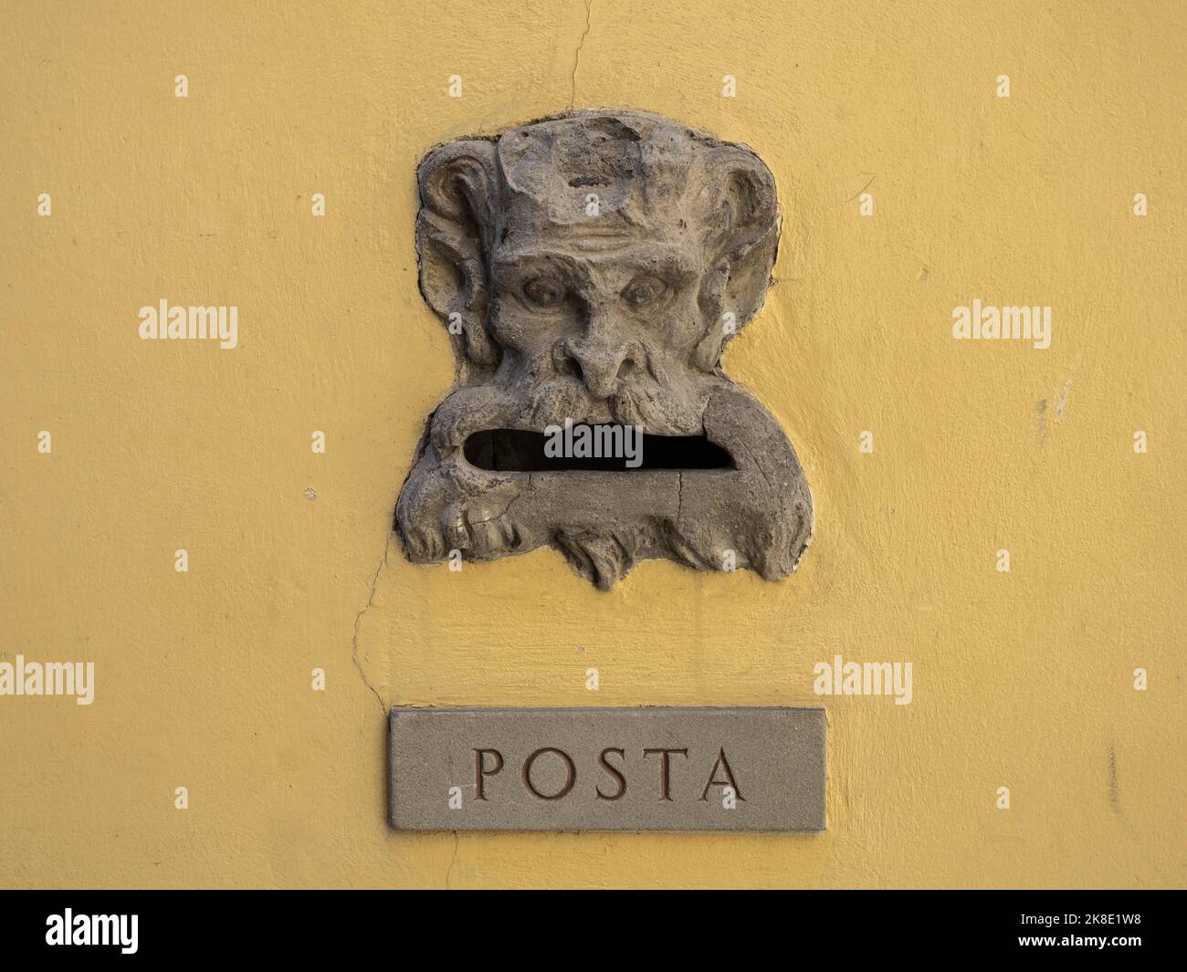 Artfully designed stone sculpture, letterbox, Florence, Tuscany Stock ...