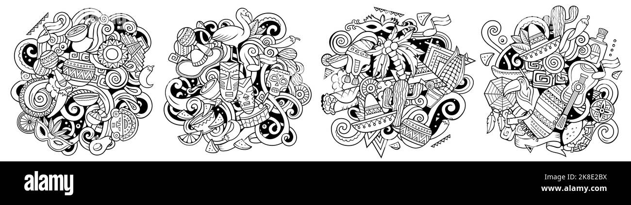 Latin America cartoon vector doodle designs set Stock Vector Image ...