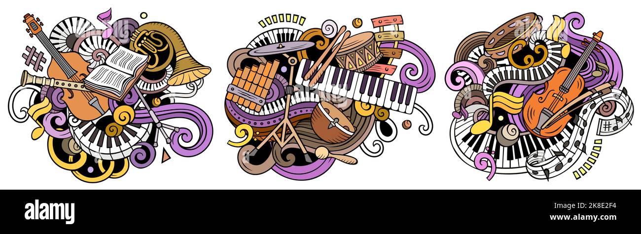 classical music cartoon vector doodle designs set Stock Vector Image ...