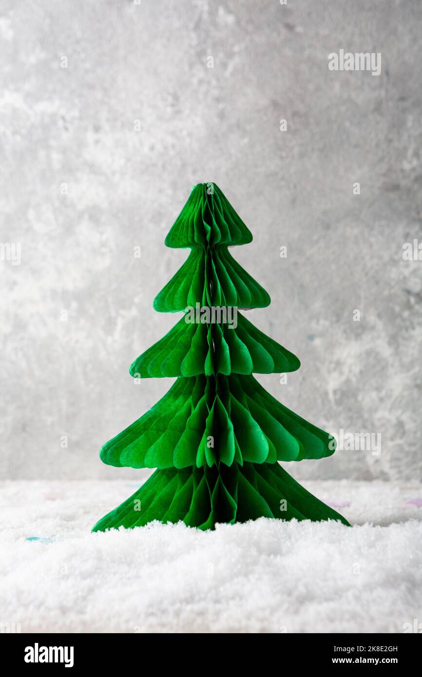 Paper hand craft green Christmas tree holiday concept Stock Photo - Alamy