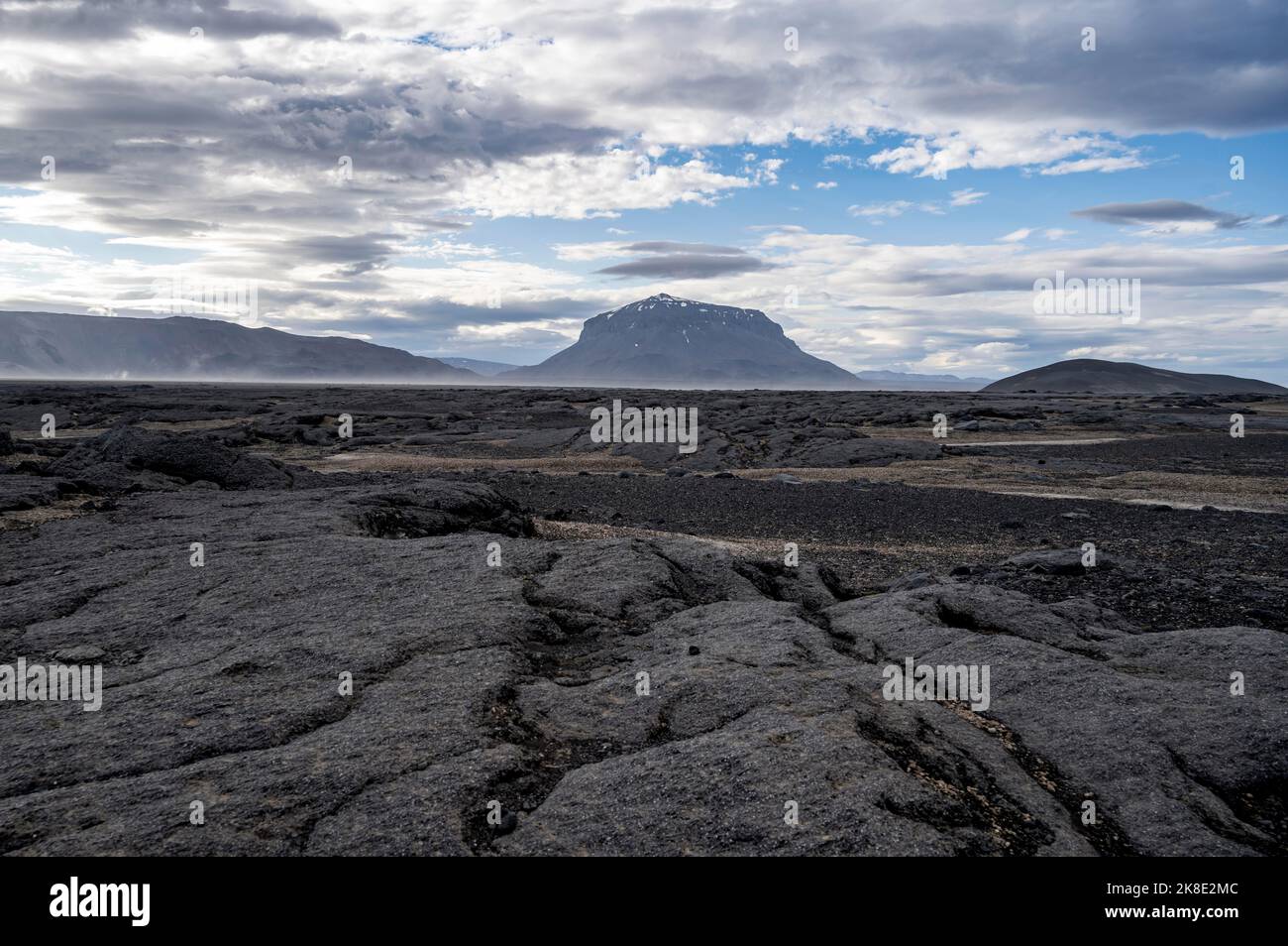 Lava fields, Heroubreio Table Mountain, volcanic landscape, barren ...