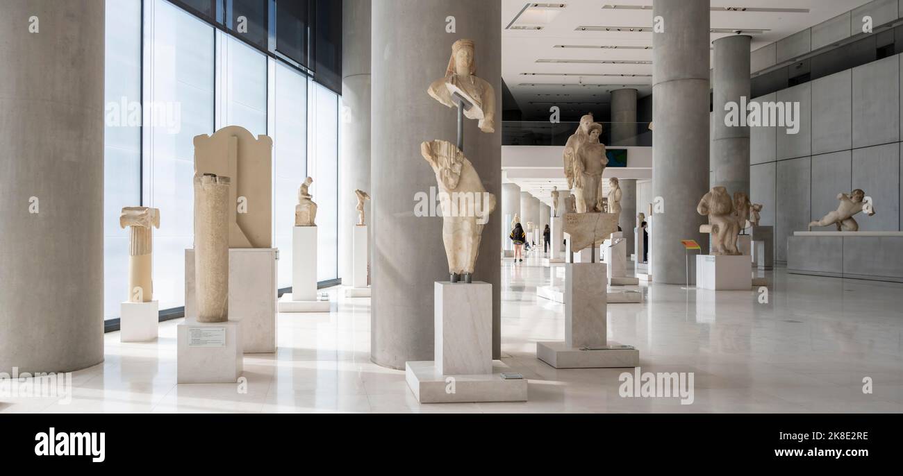 Statues, exhibition at the Acropolis Museum, Athens, Greece Stock Photo ...