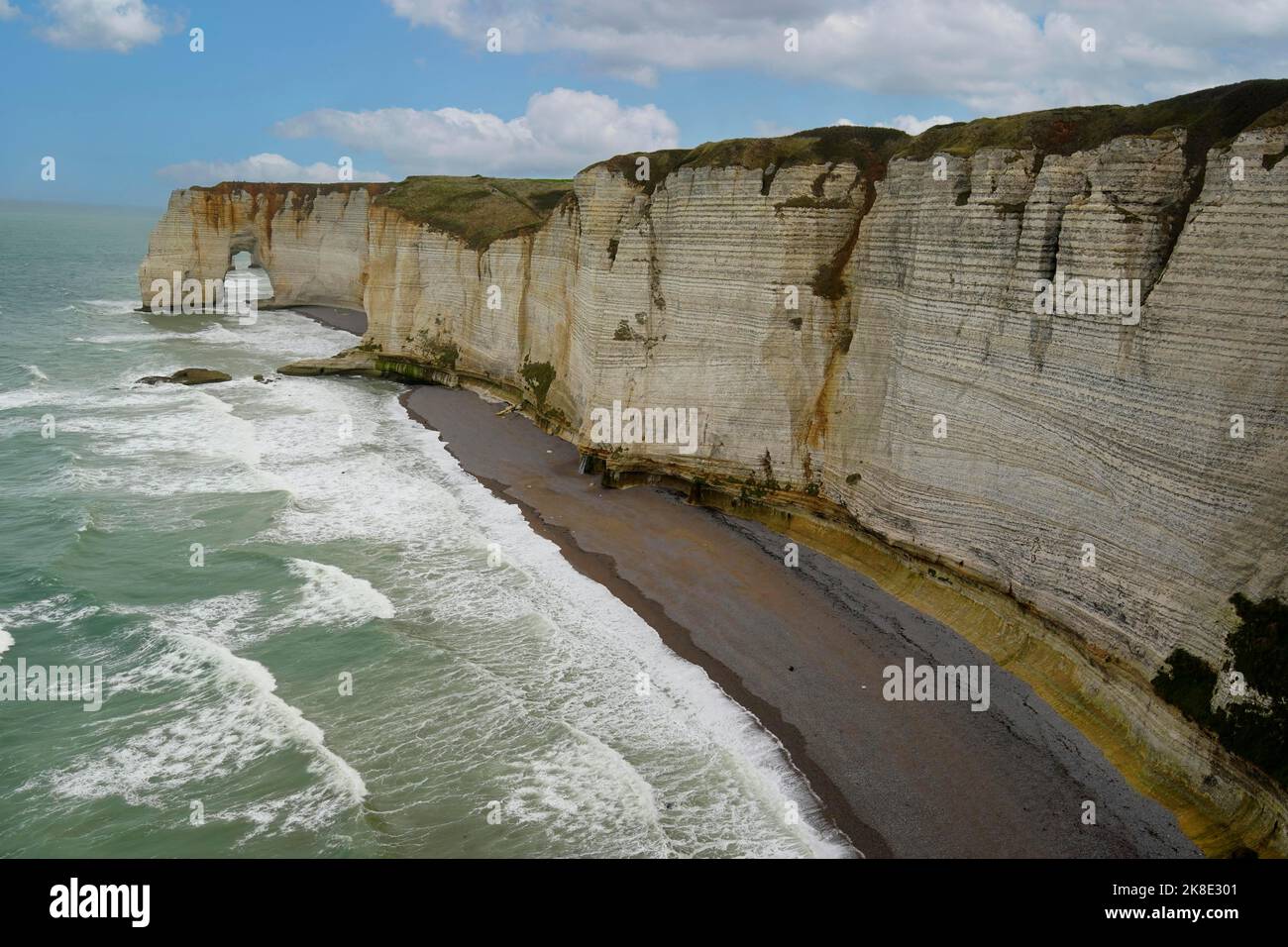 Light mood at the chalk cliffs (Falaise d'Aval) near Etretat, Normandy ...