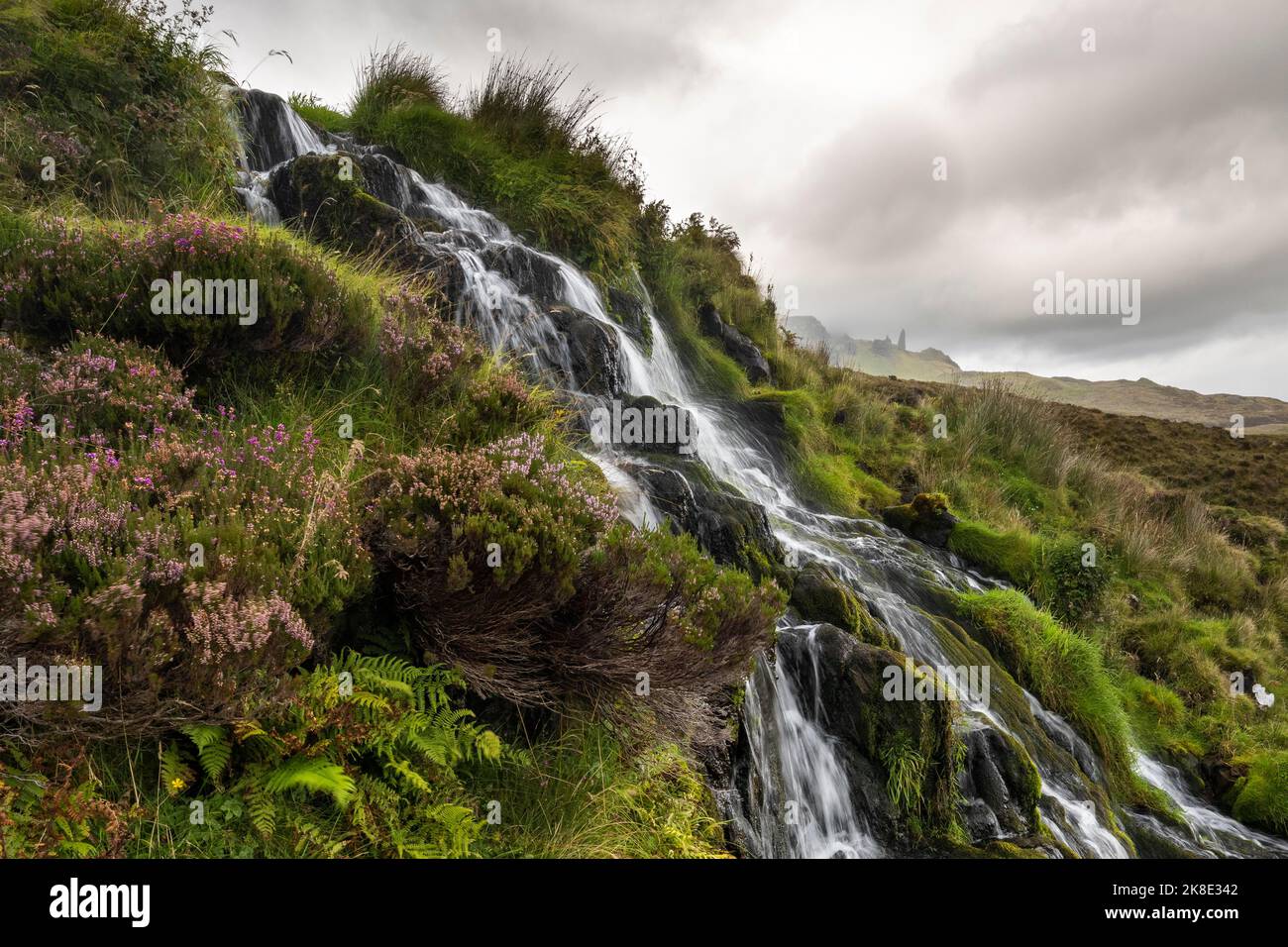 Bride's Veil Waterfall, Waterfall, Old Man of Storr in background ...
