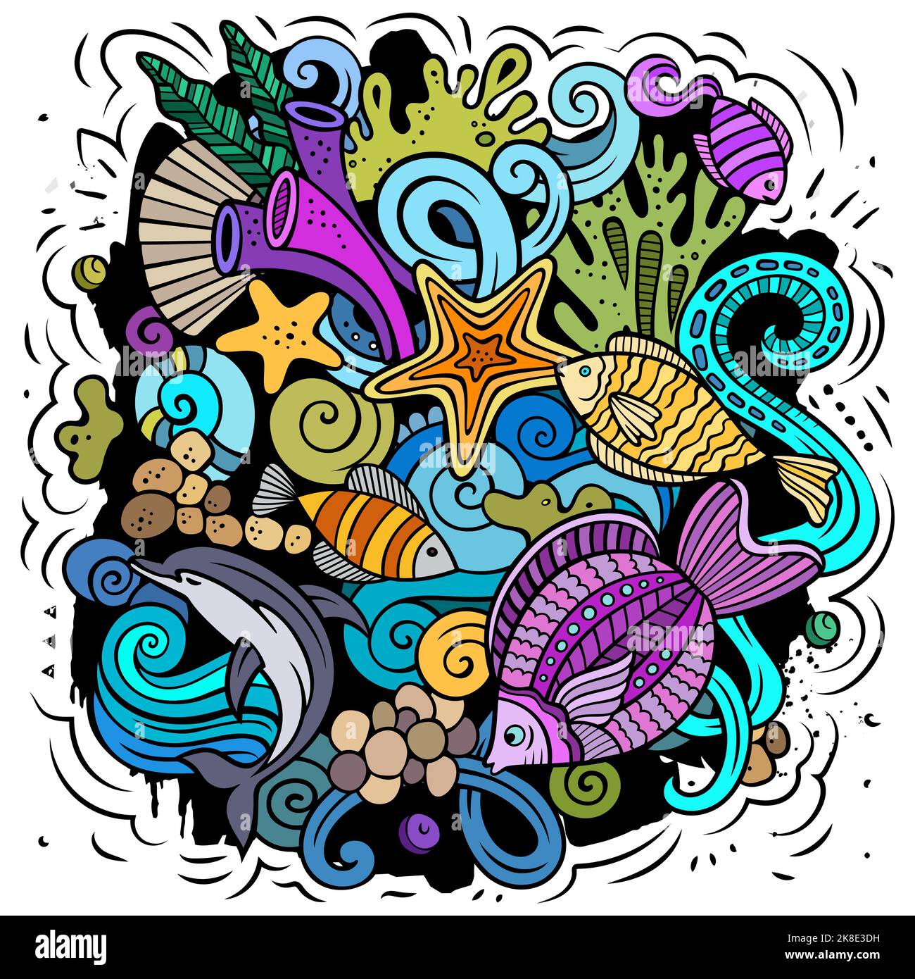 Sea Life cartoon vector illustration Stock Vector Image & Art - Alamy