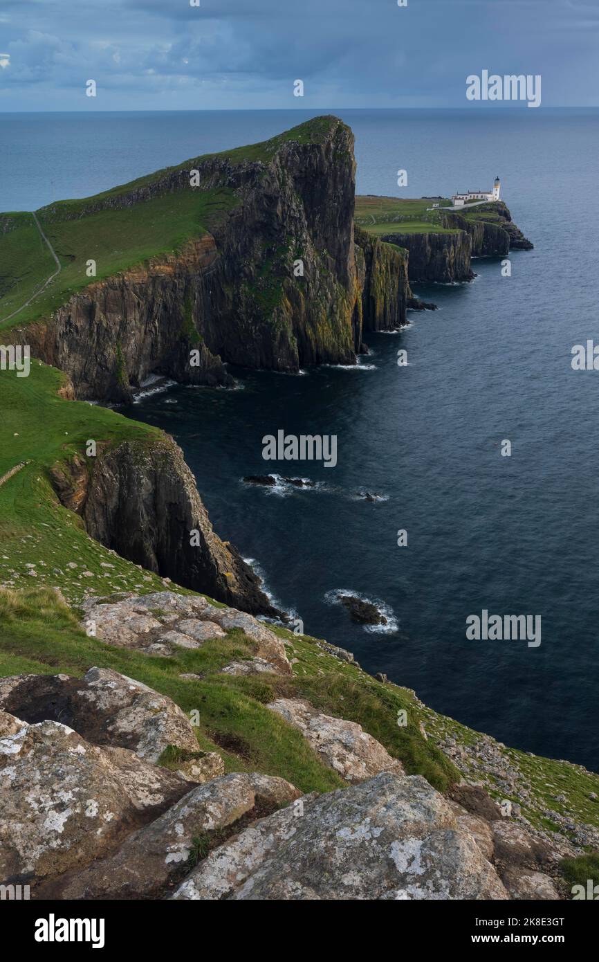 Sunset, Neist Point, Lighthouse, Isle of Skye, Inner Hebrides, Scotland ...
