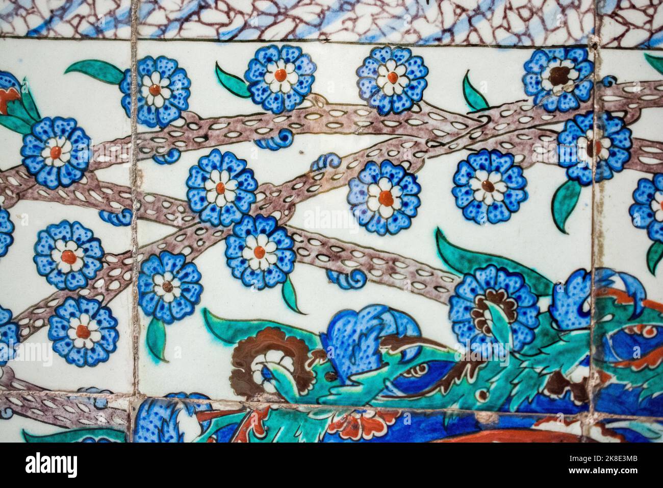 Ottoman ancient Handmade Turkish Tiles with floral patterns Stock Photo ...