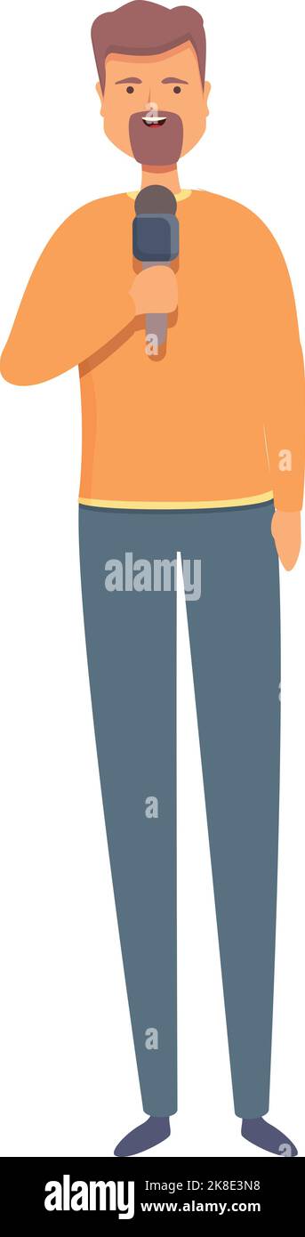 Interview reporter icon cartoon vector. Tv news. Report mic Stock ...