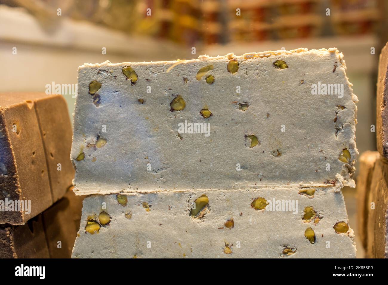 Traditional eastern Halvah a sweet confection made with tahini sesame ...