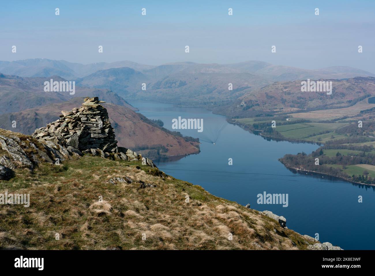 Wonderful views of a cairn on the slopes of Arthur's Pike fell ...