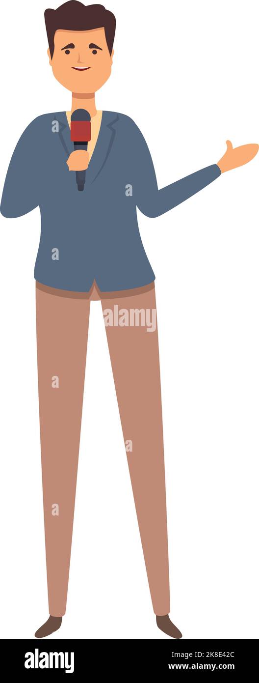 Media reporter icon cartoon vector. Tv news. Studio talk Stock Vector ...