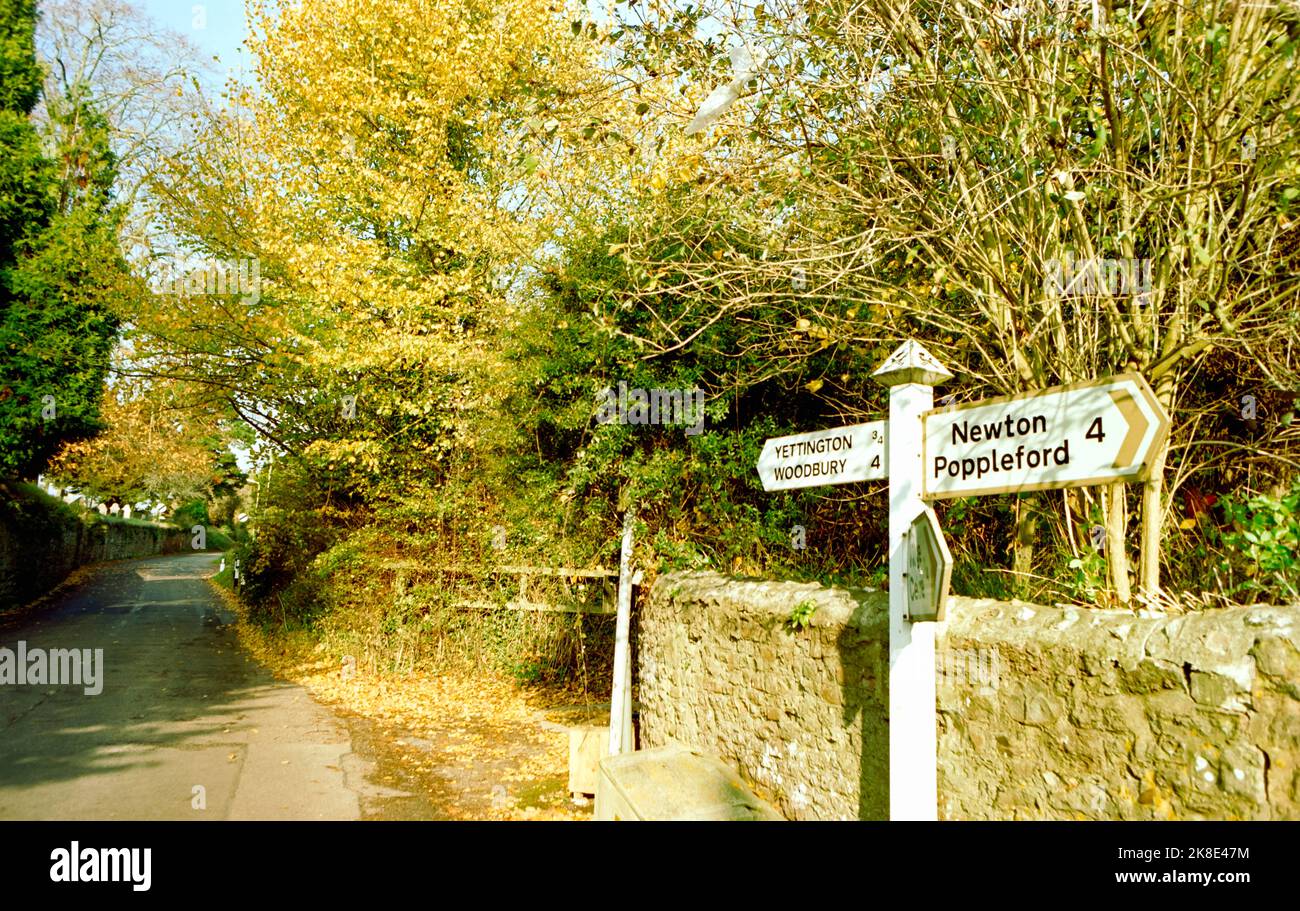 Autumn comes to a Devon Village. East Budleigh in November Stock Photo ...
