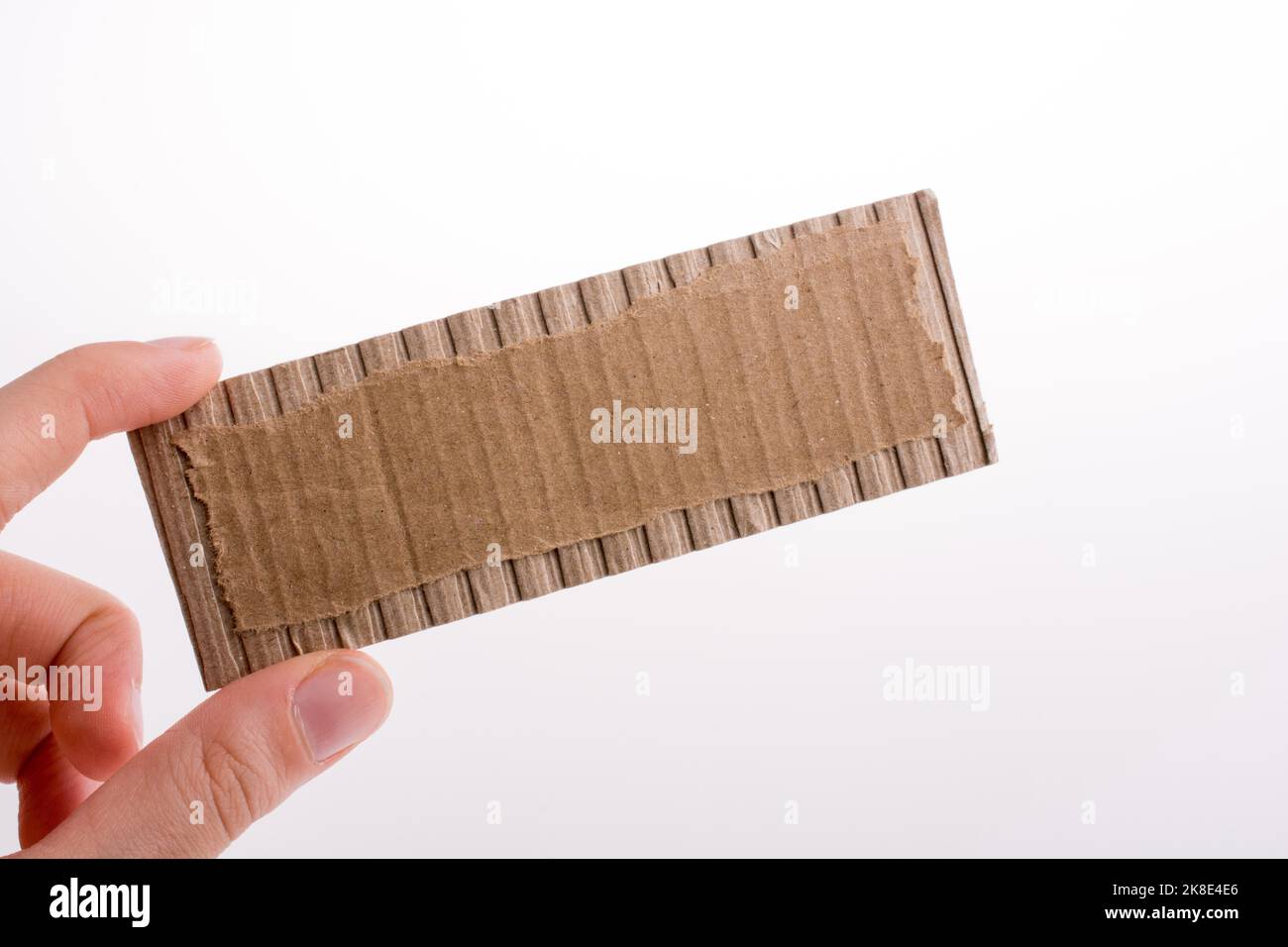 Hand holding a cut carton paper on a white background Stock Photo - Alamy