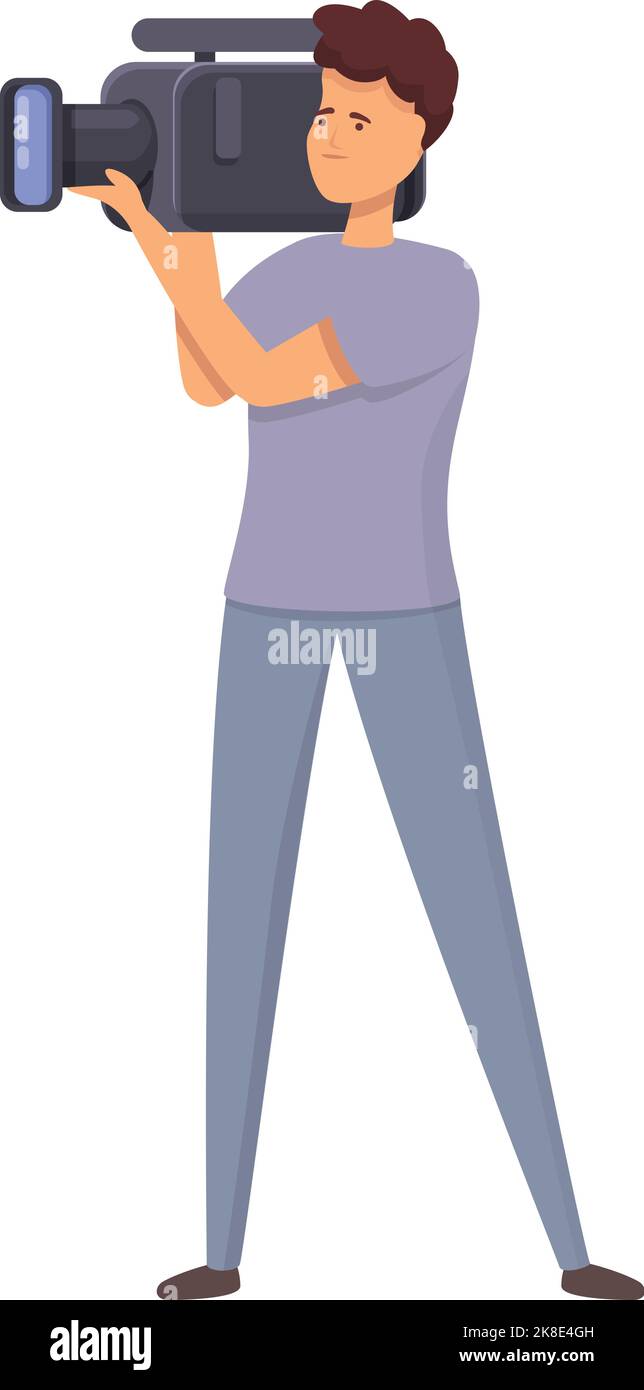 Tv cameraman icon cartoon vector. News media. Press video Stock Vector ...