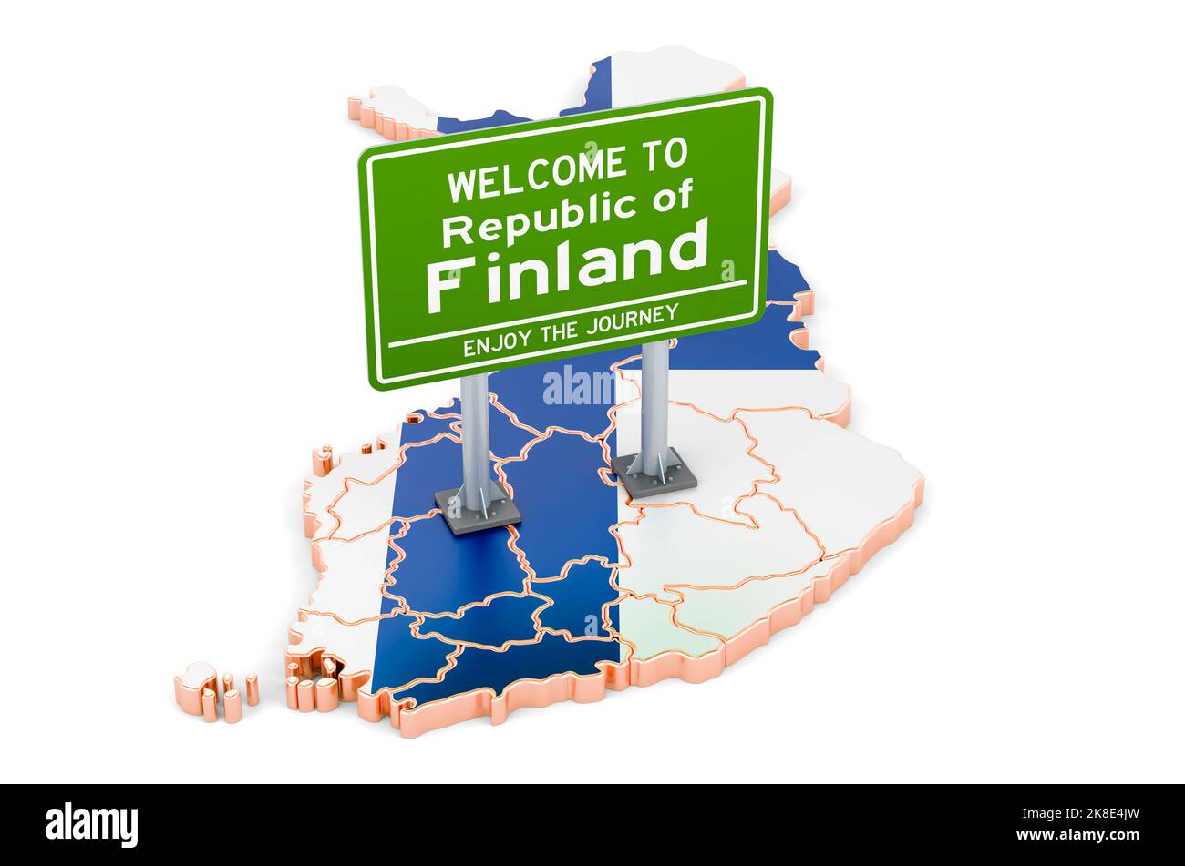 Billboard Welcome to Finland on Finnish map, 3D rendering isolated on ...