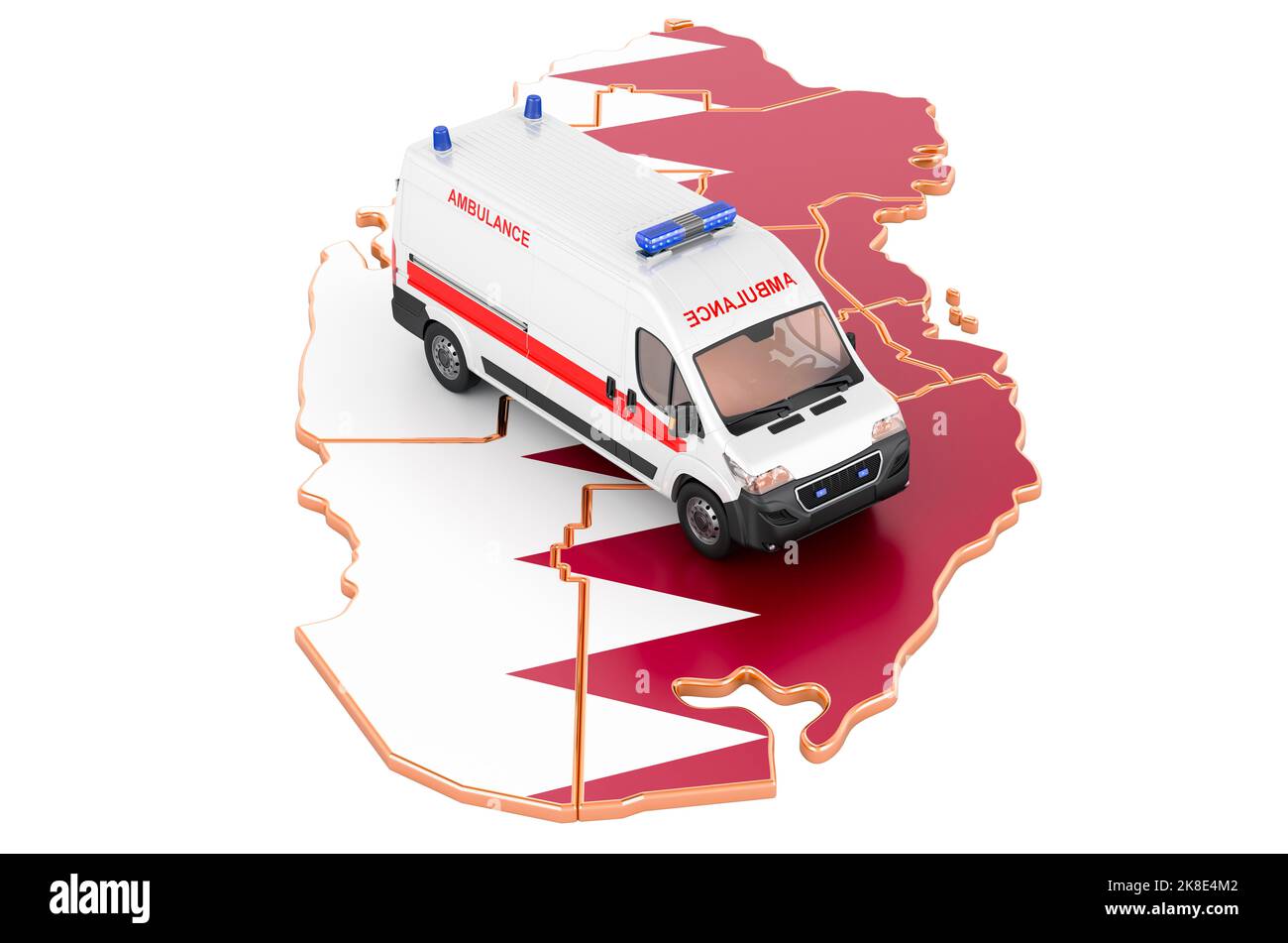 Emergency medical services in Qatar. Ambulance van on the Qatari map ...
