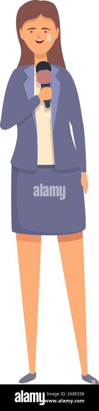 Woman conference icon cartoon vector. Tv news. Mic report Stock Vector ...