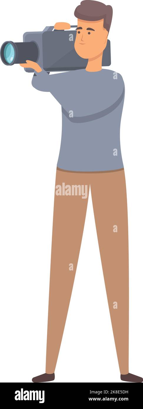 Tv cameraman icon cartoon vector. Media camera. Video press Stock ...