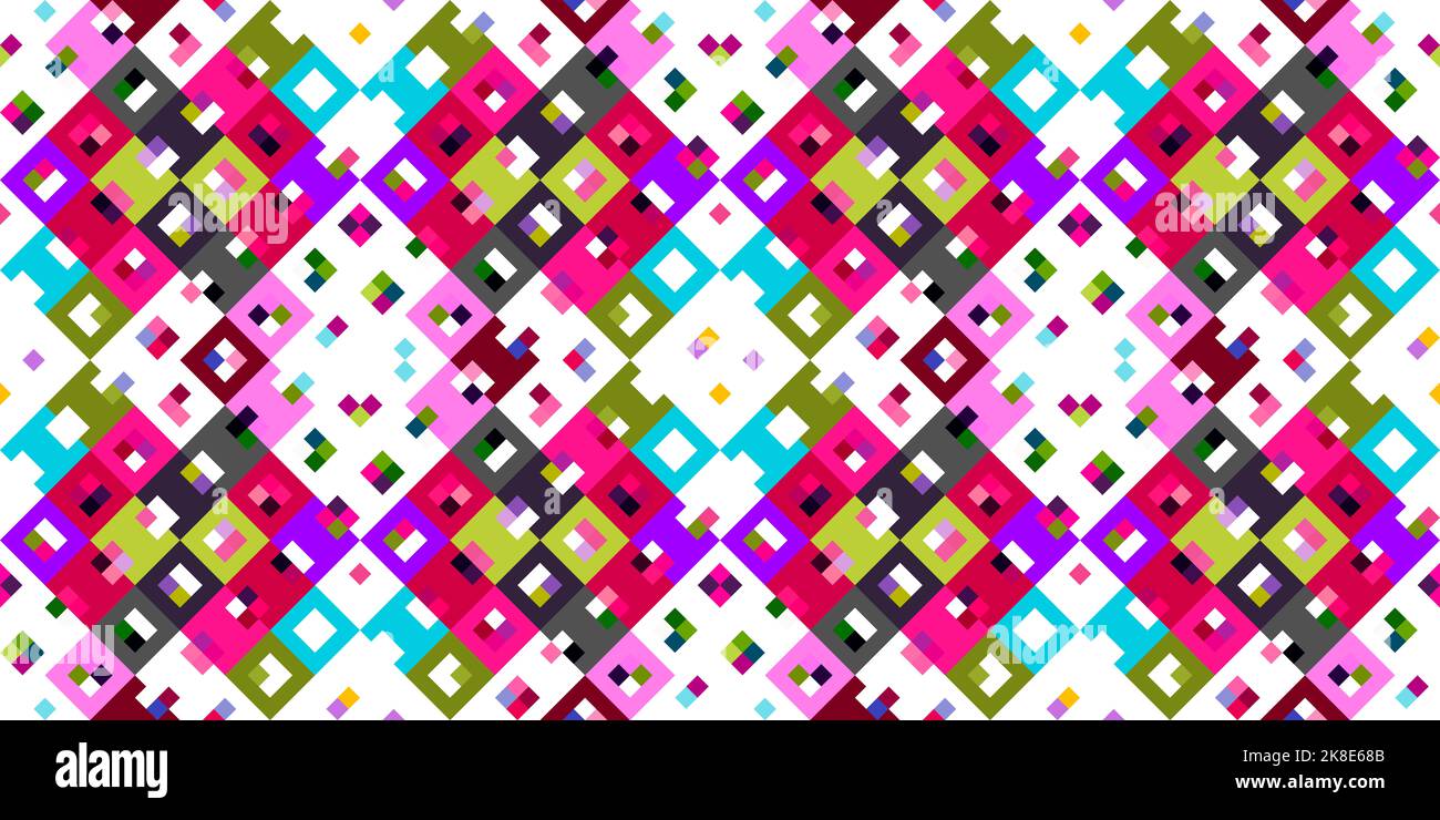 Retro geometric pixel pattern. Playful fun kaleidoscopic pink wallpaper ...