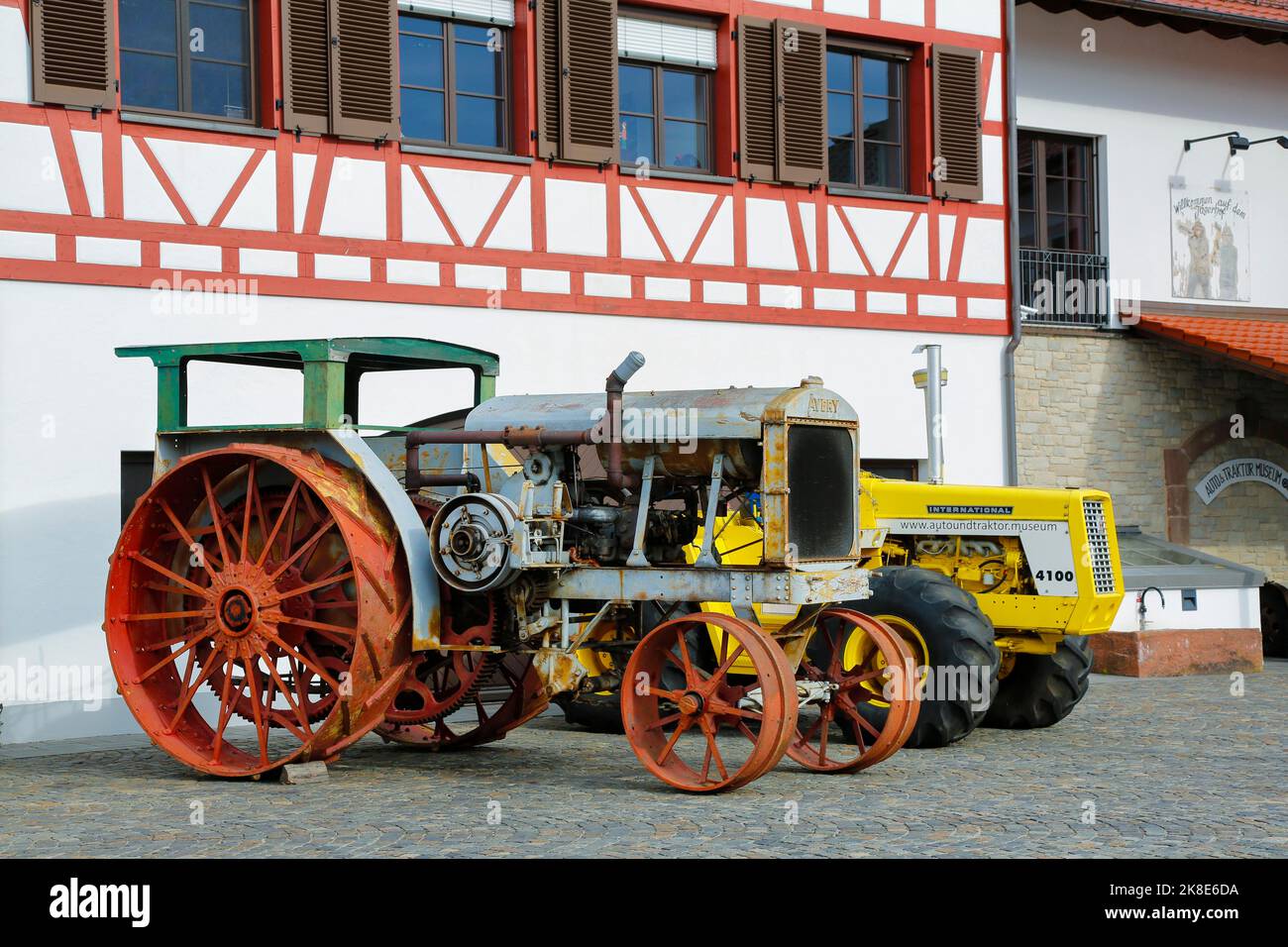 Old tractor, museum piece, car and tractor museum, Jaegerhof ...