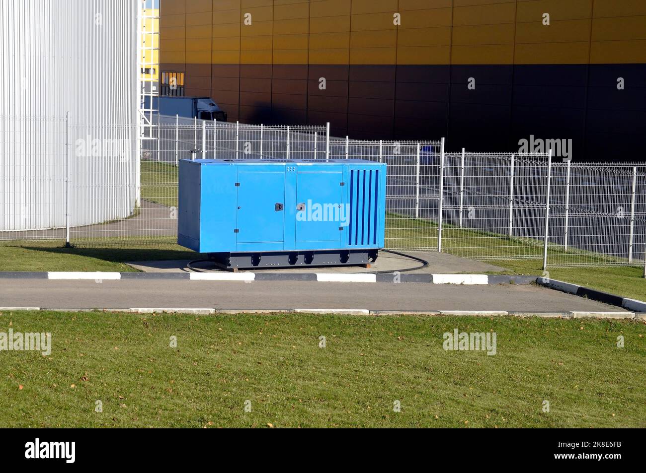New blue mobile diesel generator for emergency power supply of the ...