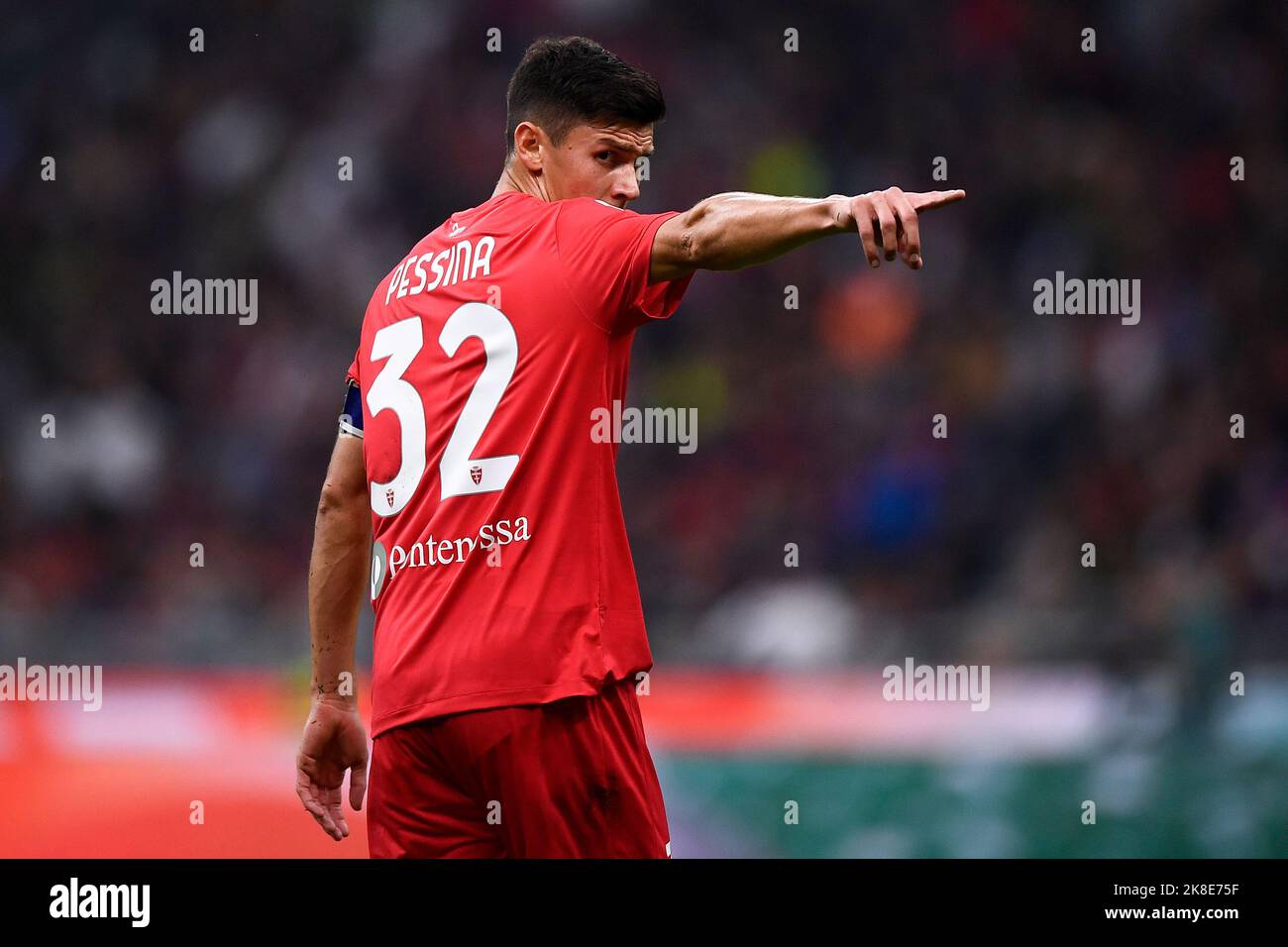 Milan, Italy. 22 October 2022. Matteo Pessina of AC Monza gestures ...