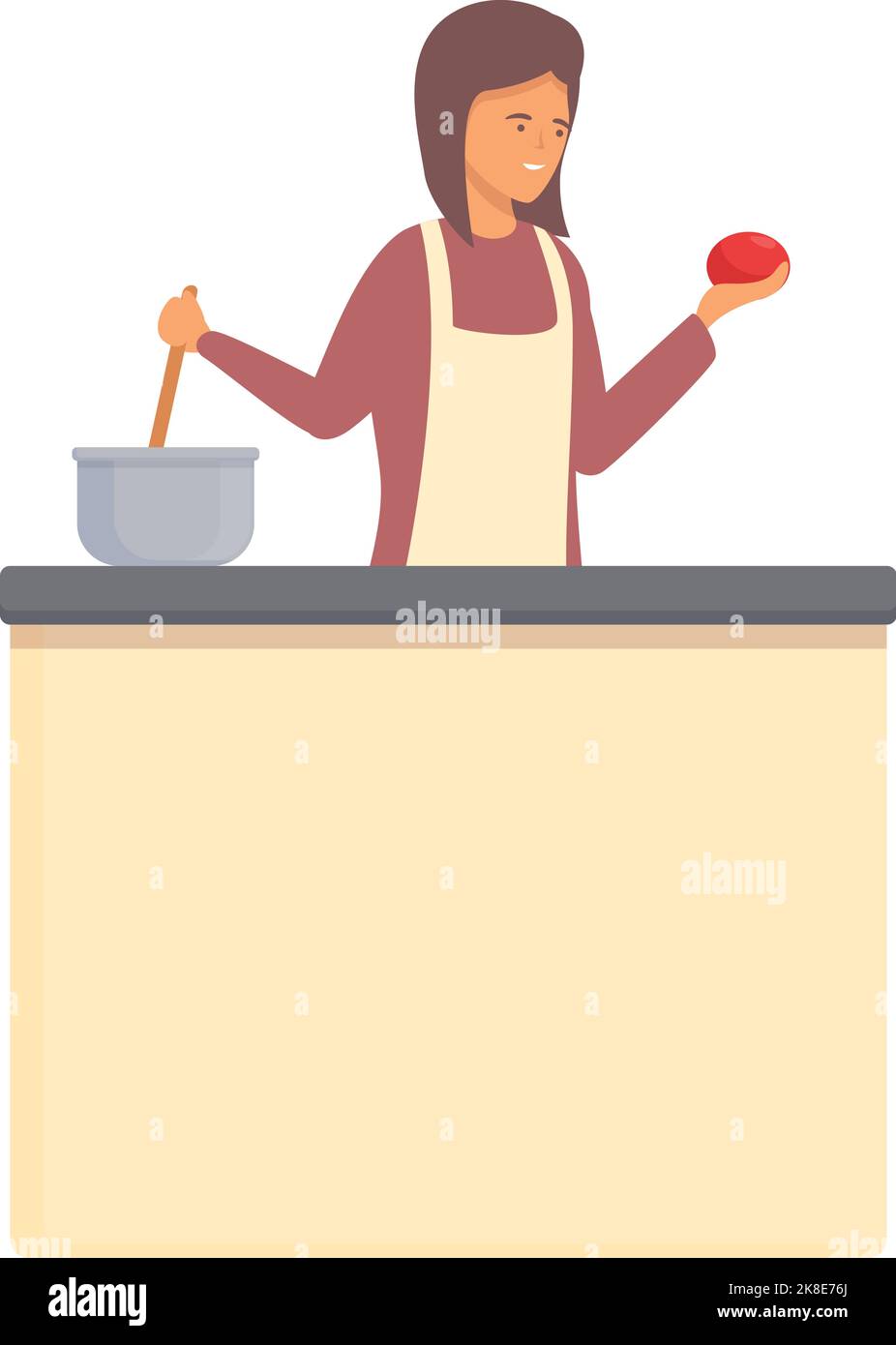 Girl class cook icon cartoon vector. Online cooking. Home kitchen Stock ...