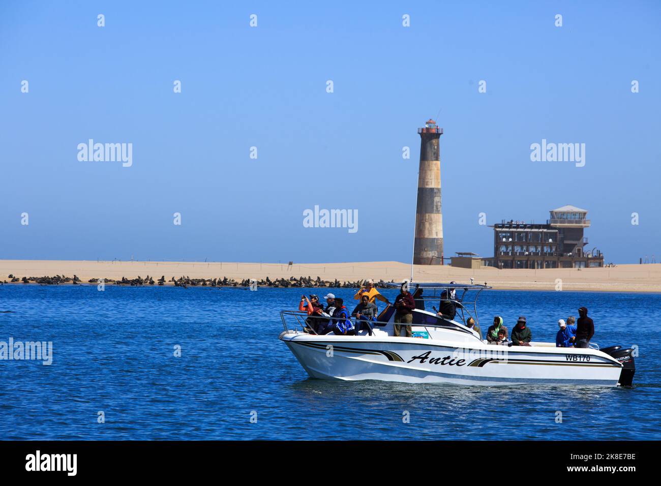 Passenger boat taking tourists out to see the seal colony Stock Photo ...
