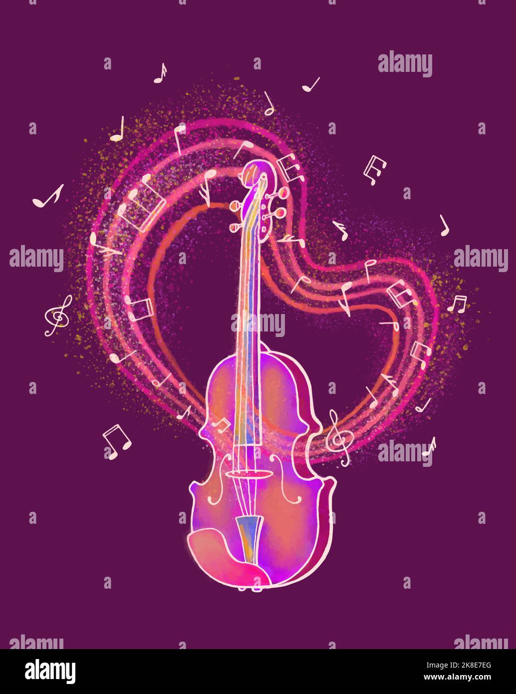 The violin plays the music of love. Poster. Vector stock illustration ...