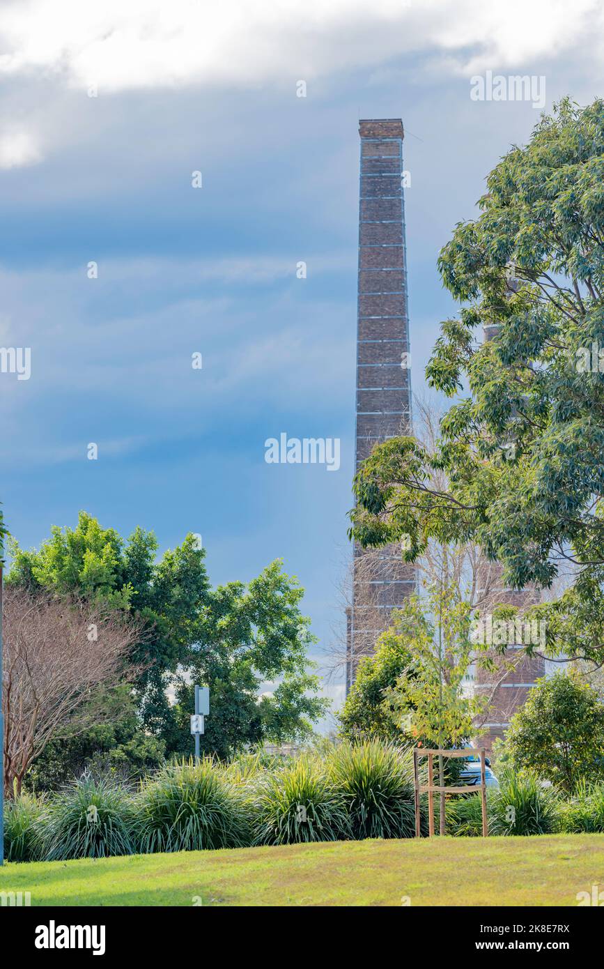 Constructed waterfall landscape and native a wetland area at the inner ...