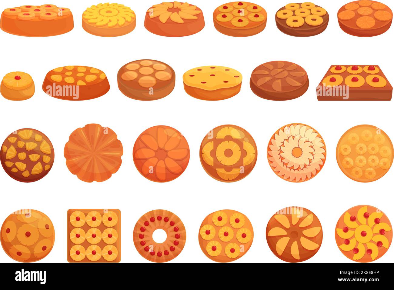 Upside-down cake icons set cartoon vector. Tart food. Baked dessert Stock Vector Image & Art - Alamy