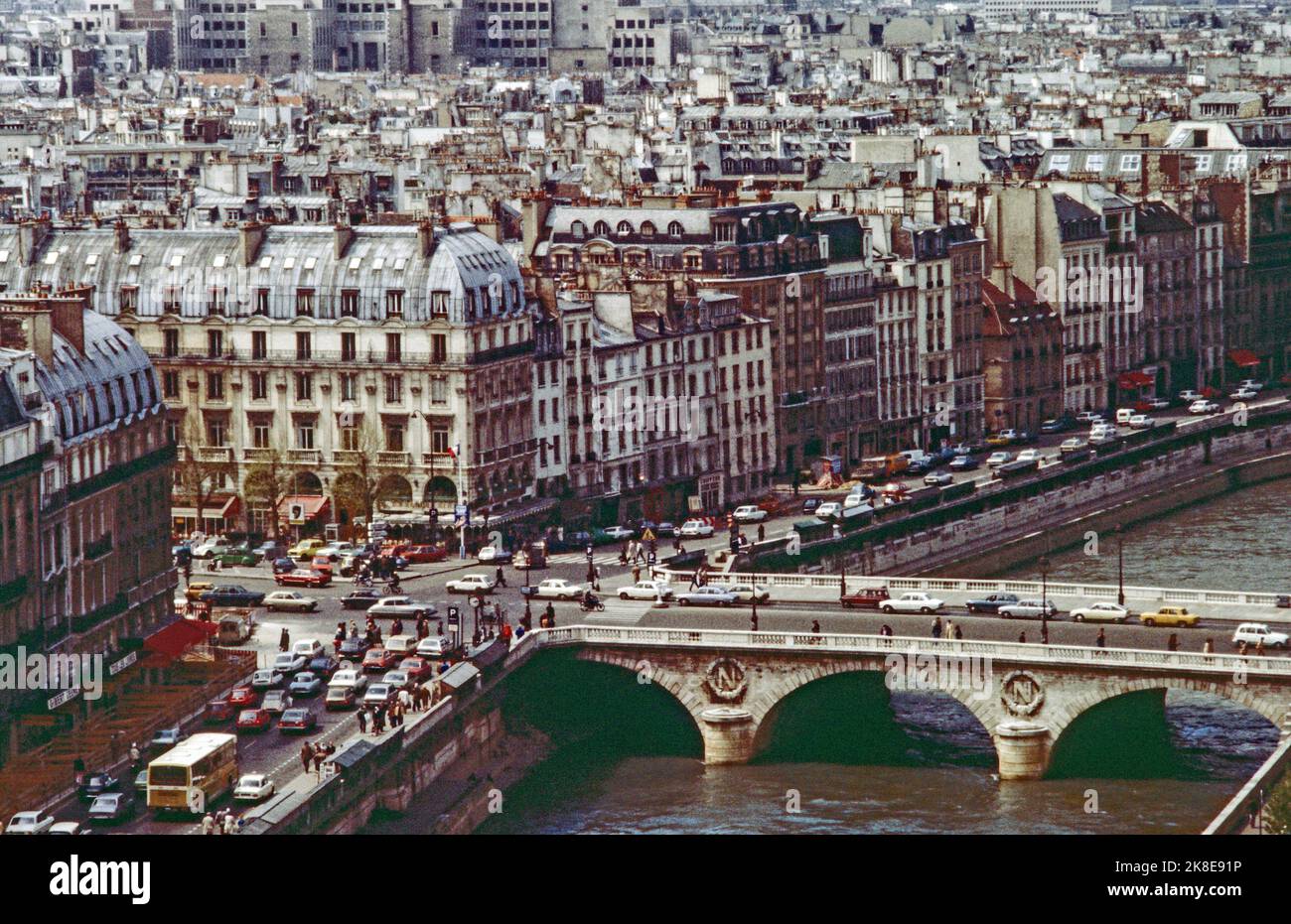 Graphic longshot of the Bridge from the top of Notre Dame Cathedral in ...