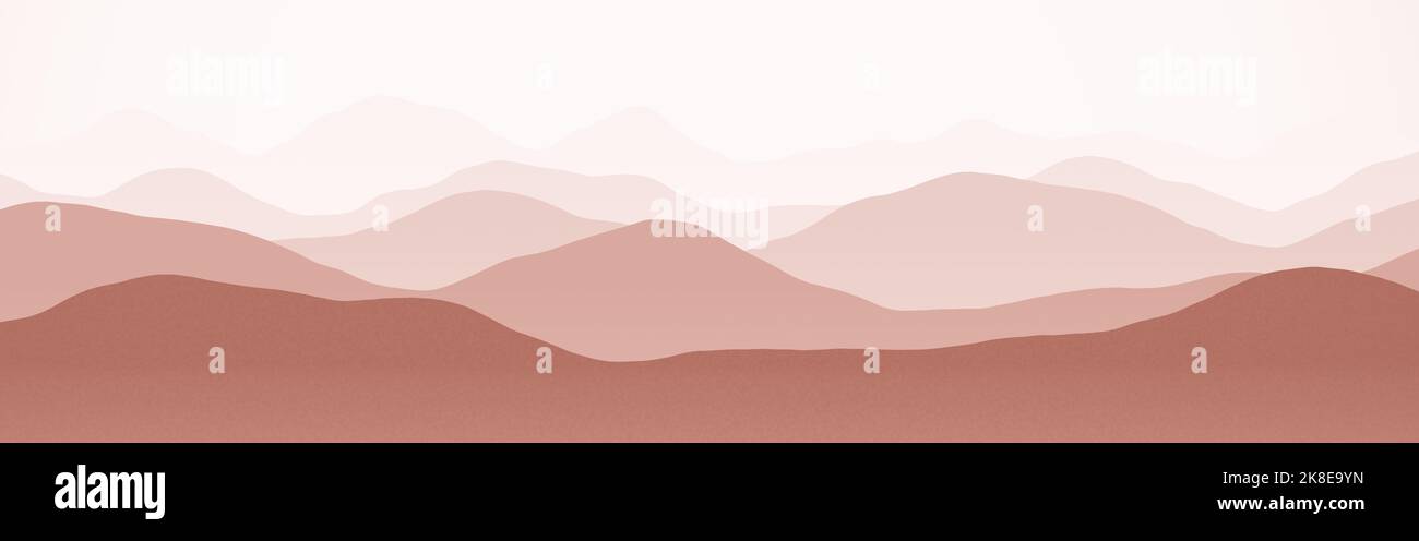 amazing red hills ridges in the time of sun to rise digitally drawn ...
