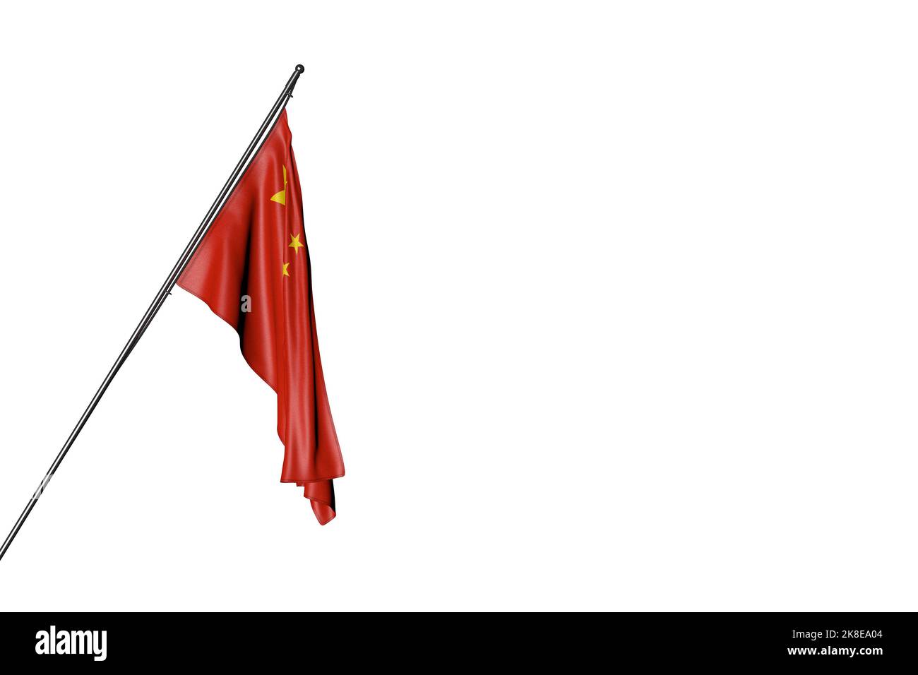 China flag hanging on a diagonal pole isolated on white hi-res stock ...