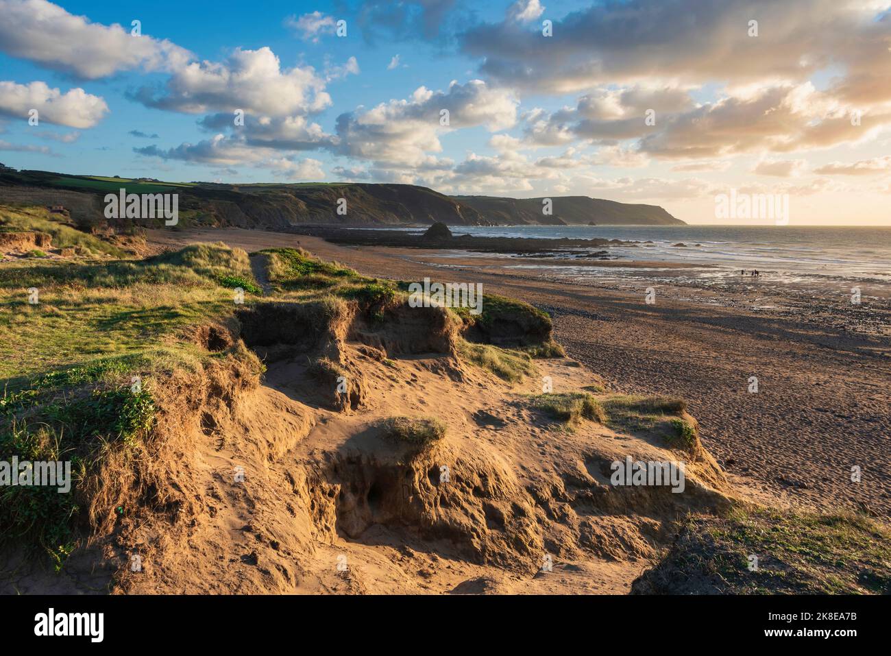 Beautiful Summer sunset landscape image of Widemouth Bay in Devon ...
