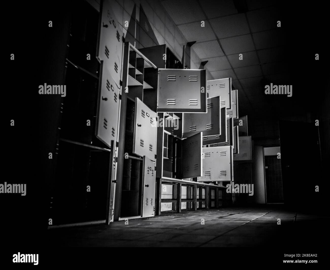 open doors of old steel locker in a factory Stock Photo - Alamy