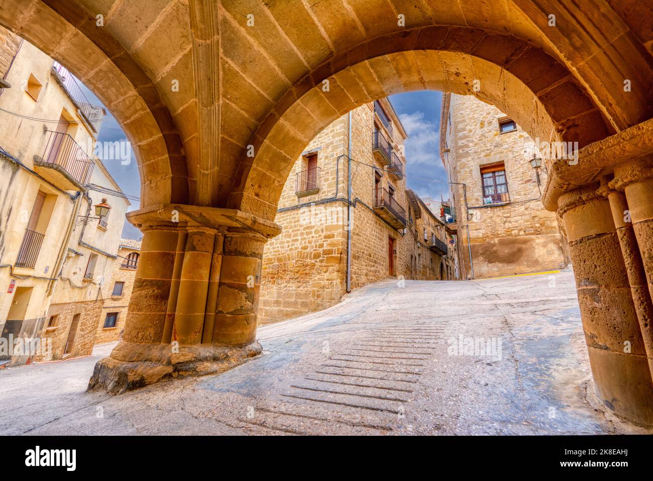 A charming corner in the famous town of Calaceite in Teruel, Spain ...