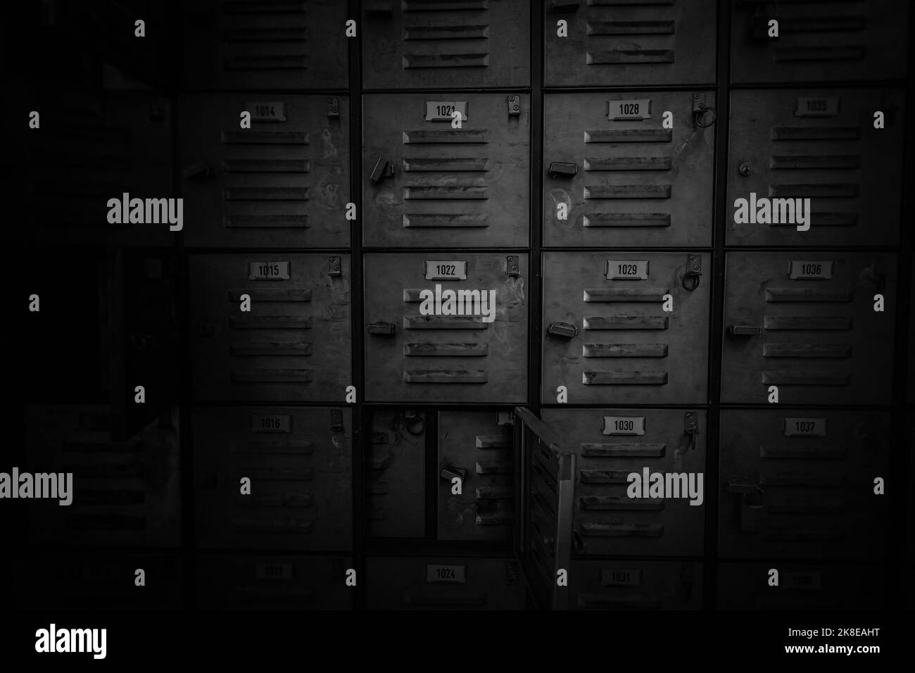 doors of old steel locker in a factory Stock Photo - Alamy