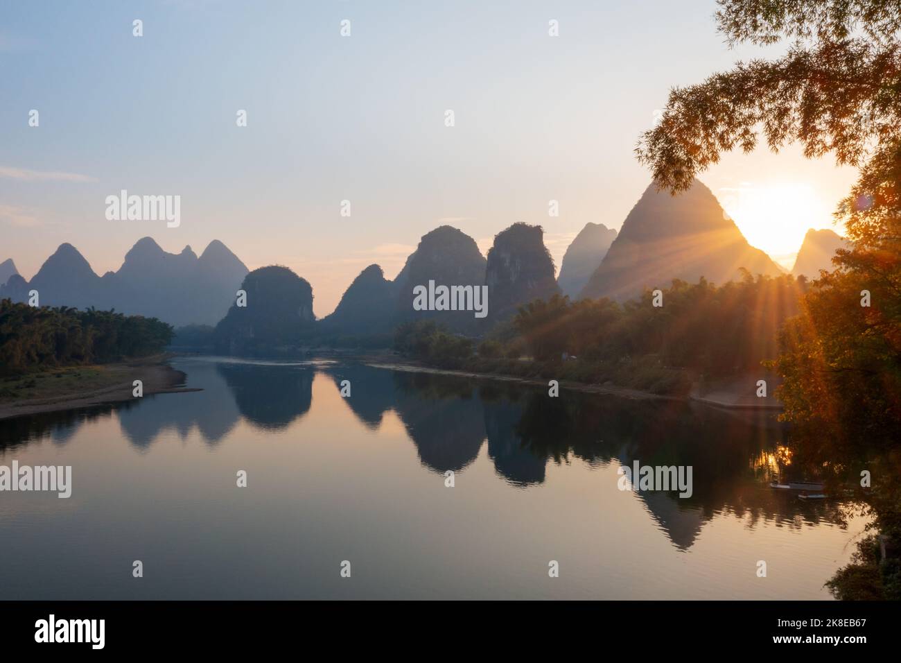 GUILIN, CHINA - OCTOBER 21, 2022 - A view of the Lijiang River in early ...