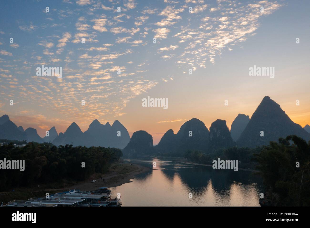 GUILIN, CHINA - OCTOBER 21, 2022 - A view of the Lijiang River in early ...