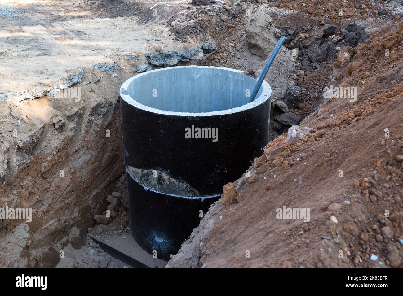 Reinforced concrete building rings set deep into the ground Stock Photo ...