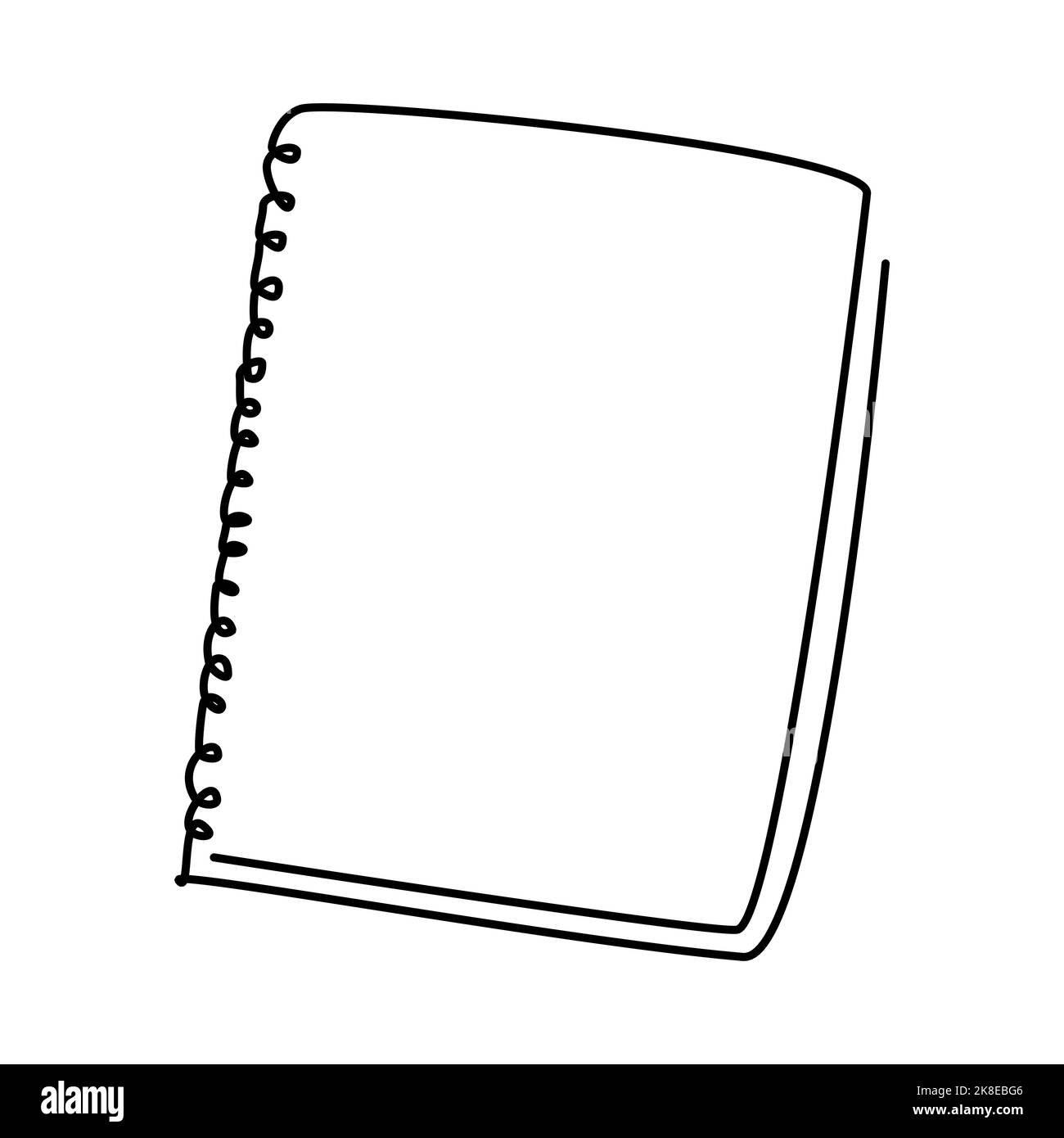 One line drawing of a note book. stationary for school equipment. Back ...
