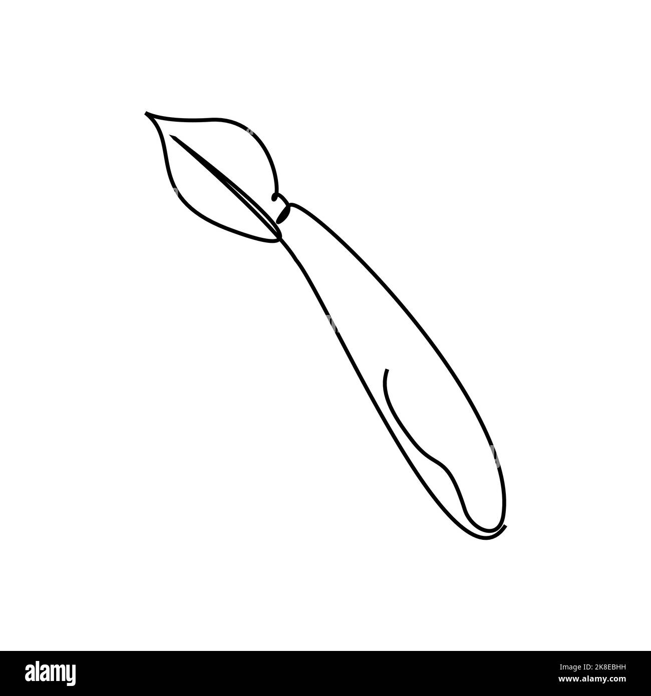 Single line drawing of a dip pen. stationary for school equipment. Back ...