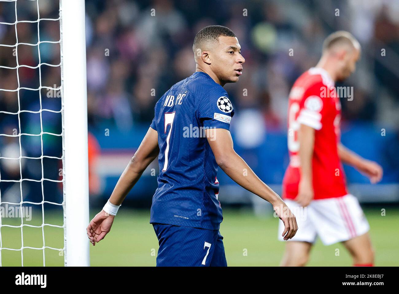 PARIS, FRANCE - OCTOBER 11: Kylian Mbappe of Paris Saint Germain walks ...