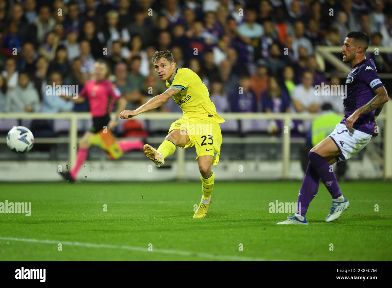 Nicolo Barella (Inter)Cristiano Biraghi (Fiorentina) during the Italian " Serie A match between ...