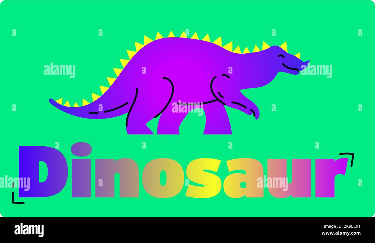 Cartoon vector dinosaur with gradient text, punchy forms and colors ...