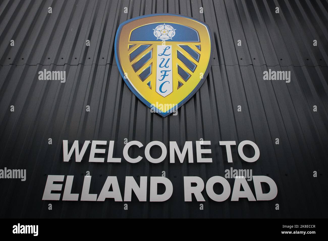 A sign reading ‘Welcome to Elland Road’ outside Elland Road Stadium ...